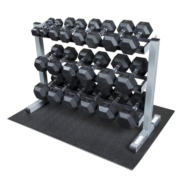 Epic Fitness 150-Pound Hex Dumbbell Set with Heavy Duty A-Frame Rack