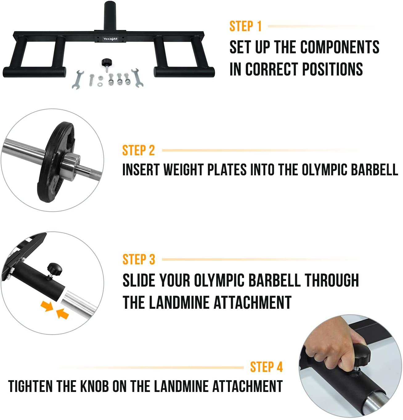 Yes4All Viking Press Attachment for 2-Inch Olympic Barbell – 3 Hand...