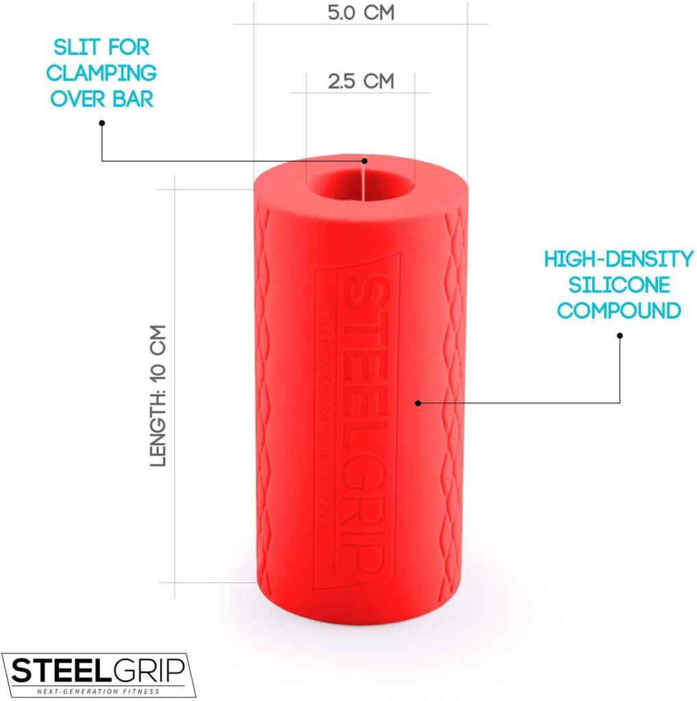 Steelgrip Thick Bar Grips for Dumbbell and Barbell, Thick Silicone Arm...