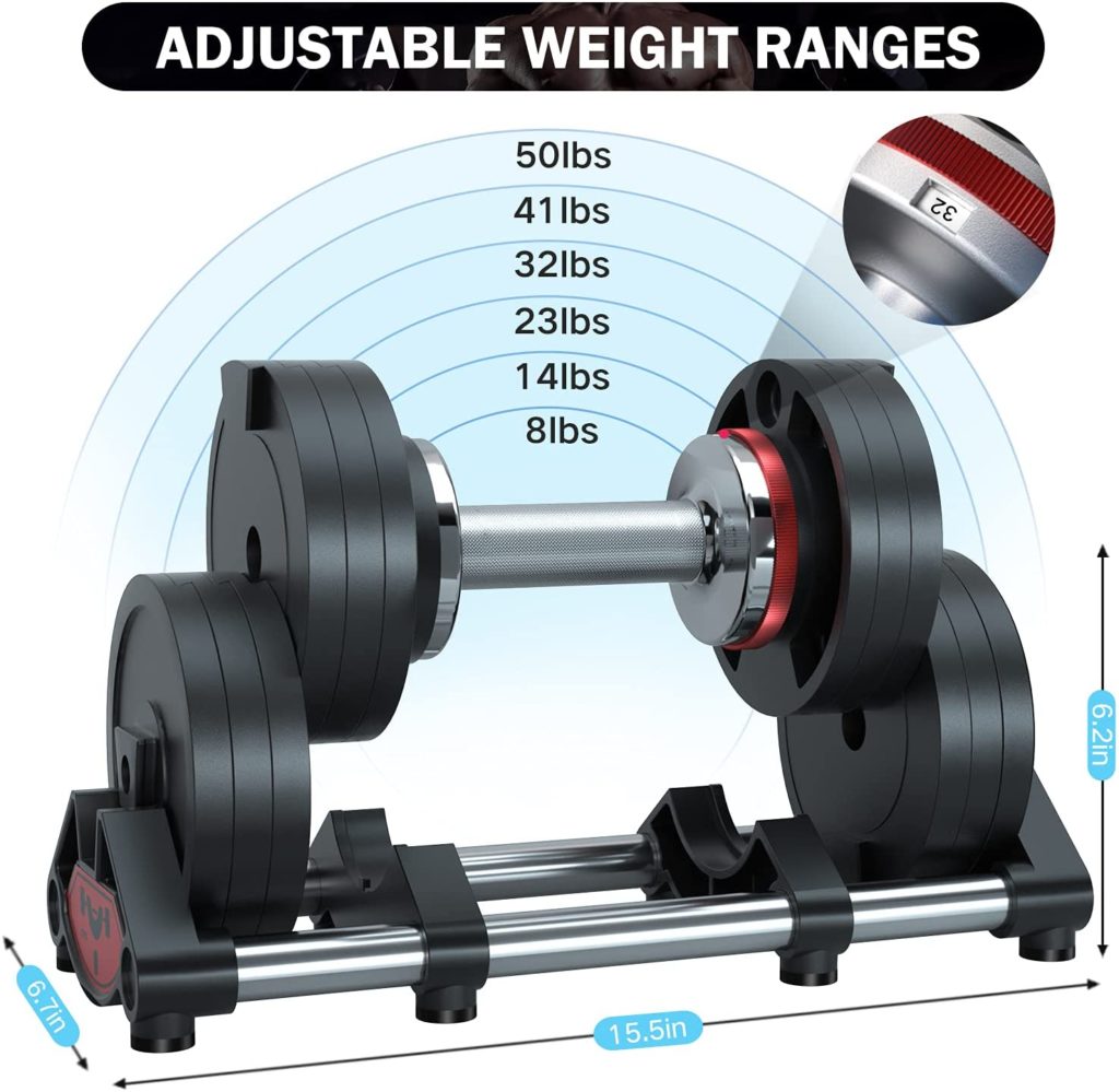 Loyo Adjustable Dumbbell Fast Adjustable Weights Dumbbell Set 50lbs...