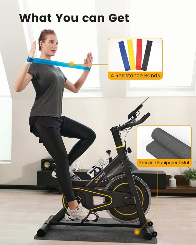 UREVO Exercise Bike, Stationary Bike with 35lbs Flywheel...