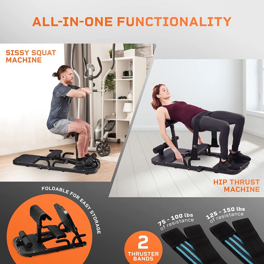 Lifepro 2-in-1 Sissy Squat Machine & Hip Thrust Machine - Deep...