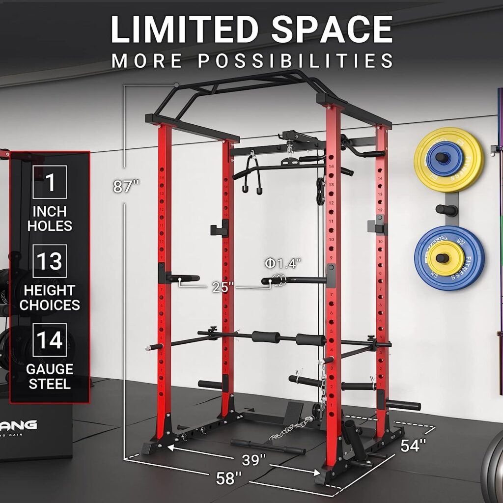 ER KANG Power Cage, 1200LBS Power Rack with LAT Pulldown...