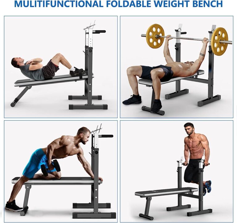 Lmdex Adjustable Weight Bench Press with Squat Rack Folding...