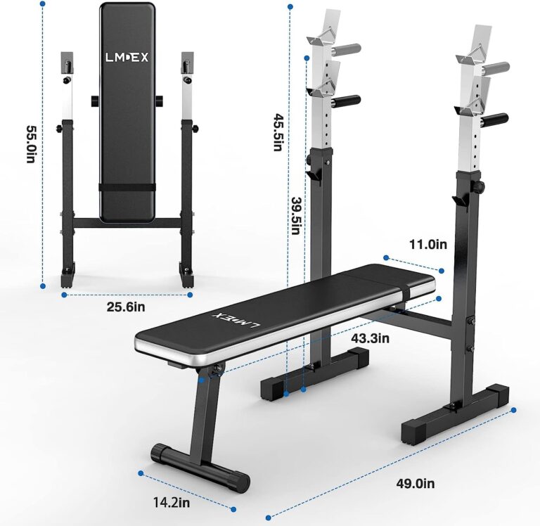 Lmdex Adjustable Weight Bench Press with Squat Rack Folding...