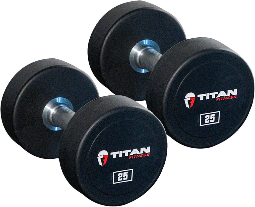 Titan Fitness 25 lb. Pair Round Urethane Dumbbells - GYM READY EQUIPMENT