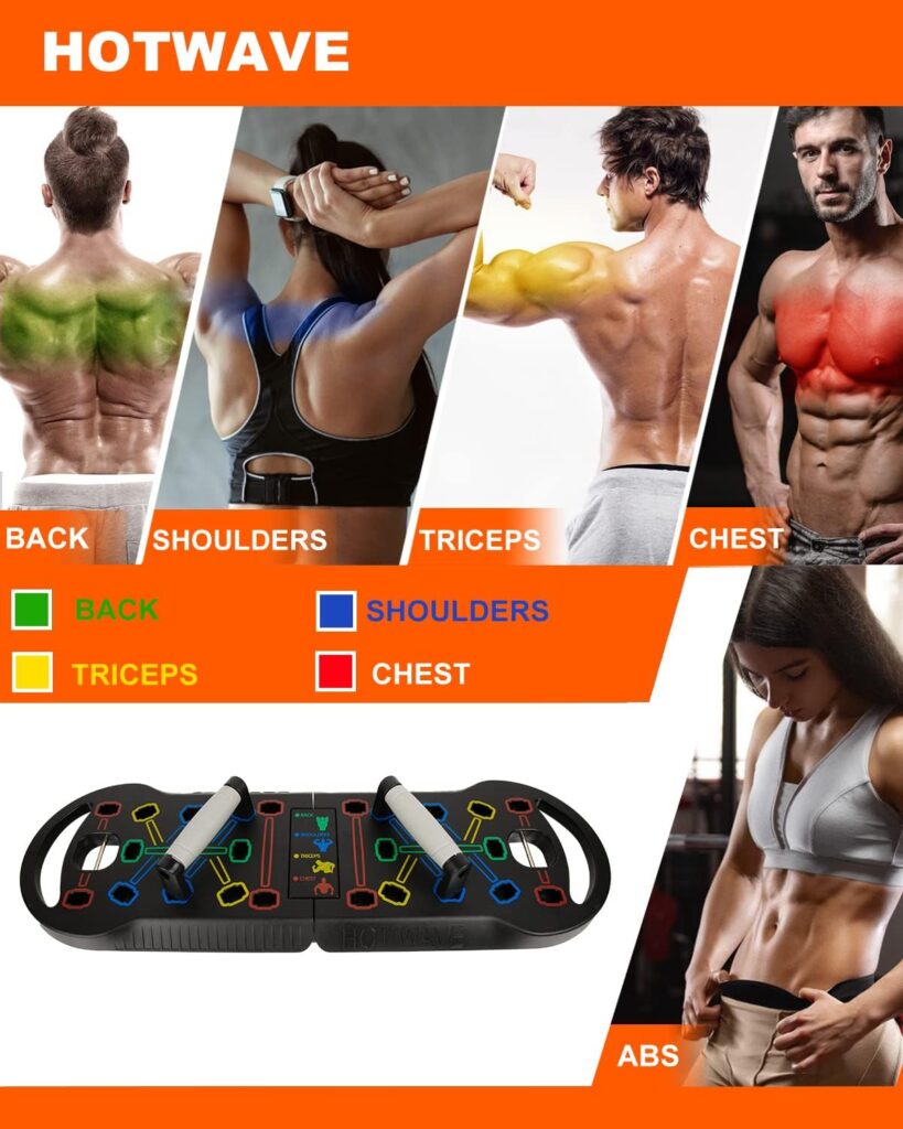 HOTWAVE Push Up Board Fitness, Portable Foldable 20 in 1 ...