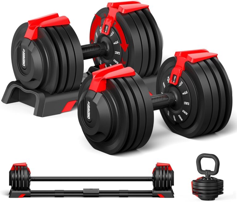ONETWOFIT Adjustable Dumbbells 7-52.5lbs Single Dumbbell...