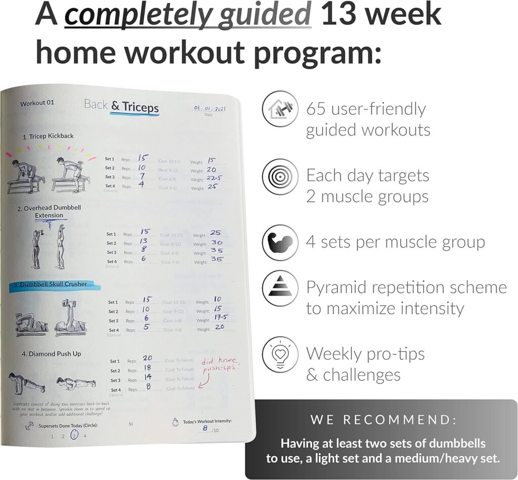 The Dumbbell Home Workout Journal. 13-Week Program. Fitness...