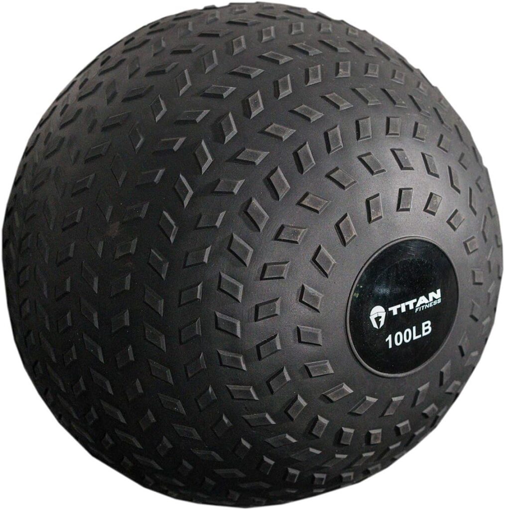 Titan Fitness 100 LB Rubber Tread Slam Ball, Dead Bounce, 14in...