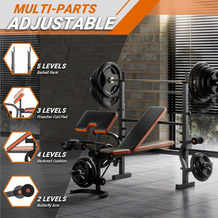 XDDIAS Adjustable Weight Bench, Bench Press with Squat...