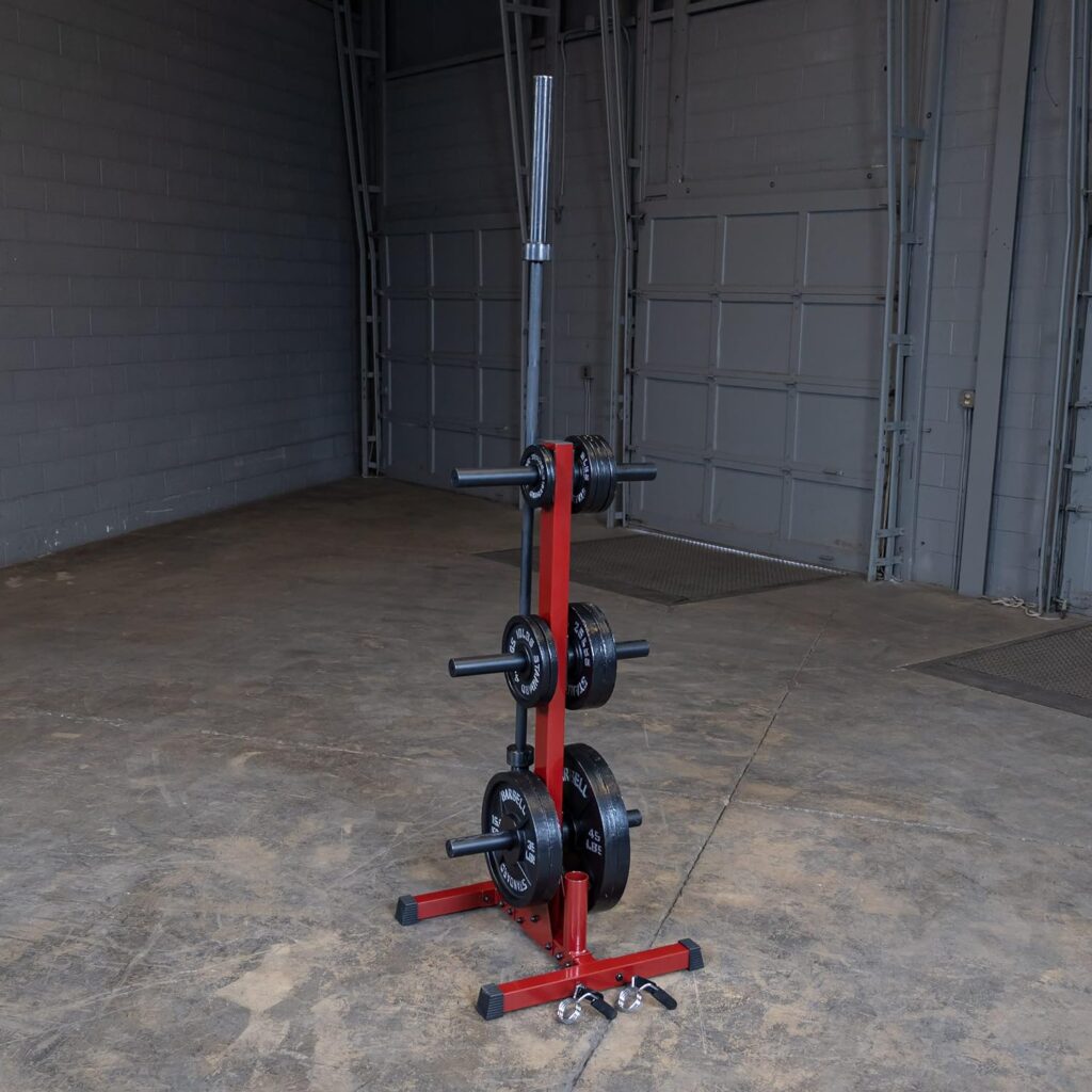 Best Fitness BFWT10 Olympic Plate Tree and Bar Holder, Red - GYM READY ...