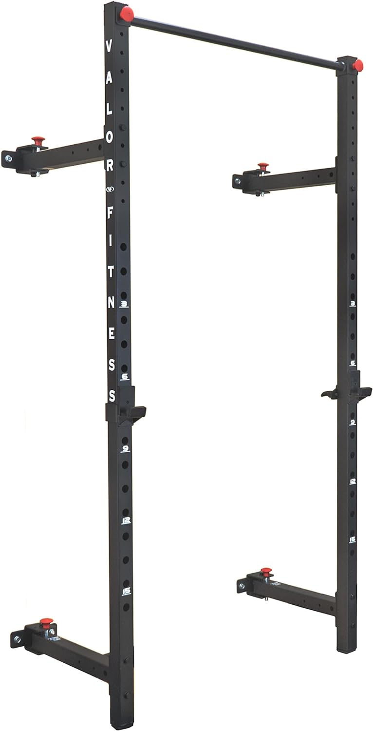 Valor Fitness Squat Rack With Pull Up Bar Wall Mount Folding 