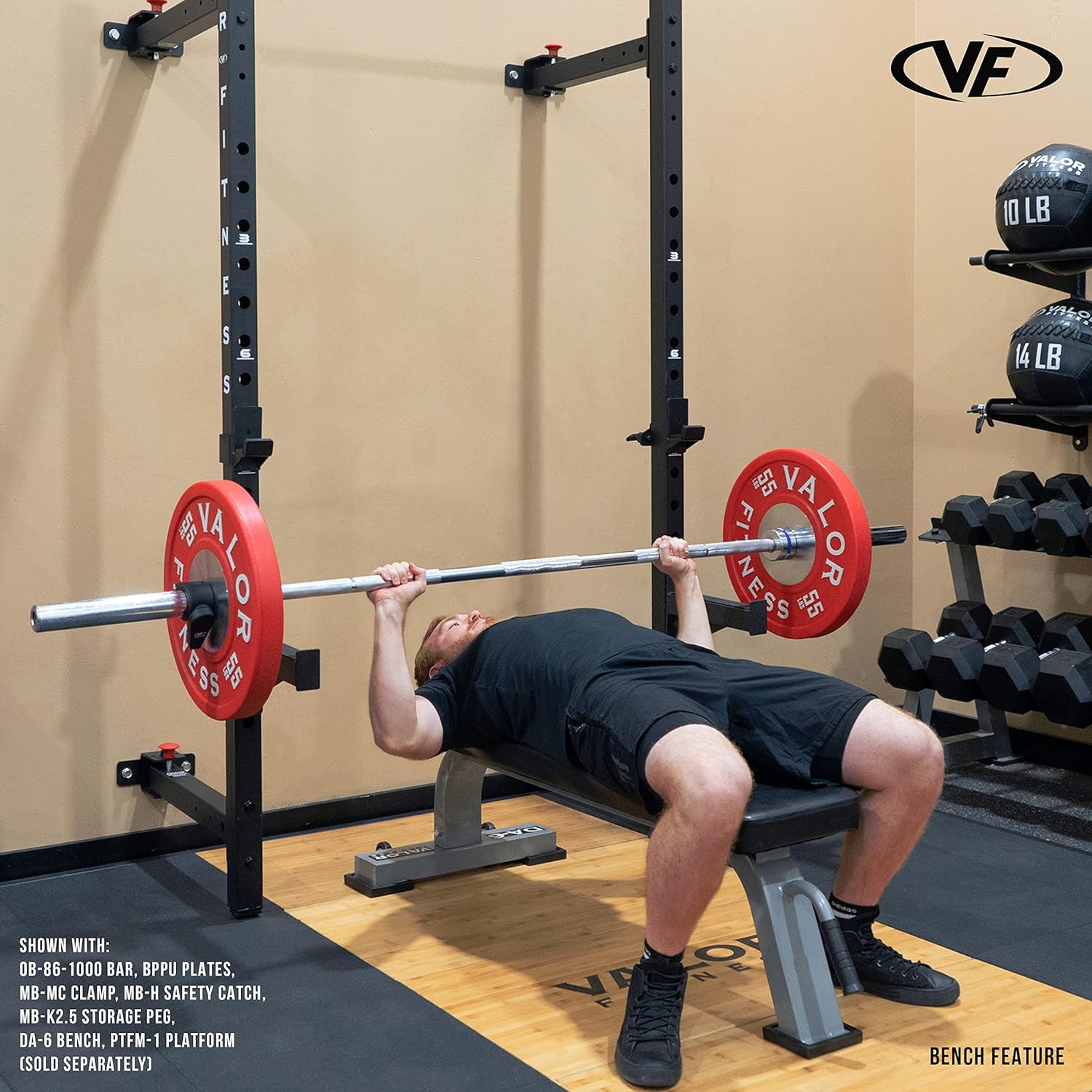 Valor Fitness Squat Rack With Pull Up Bar Wall Mount Folding 