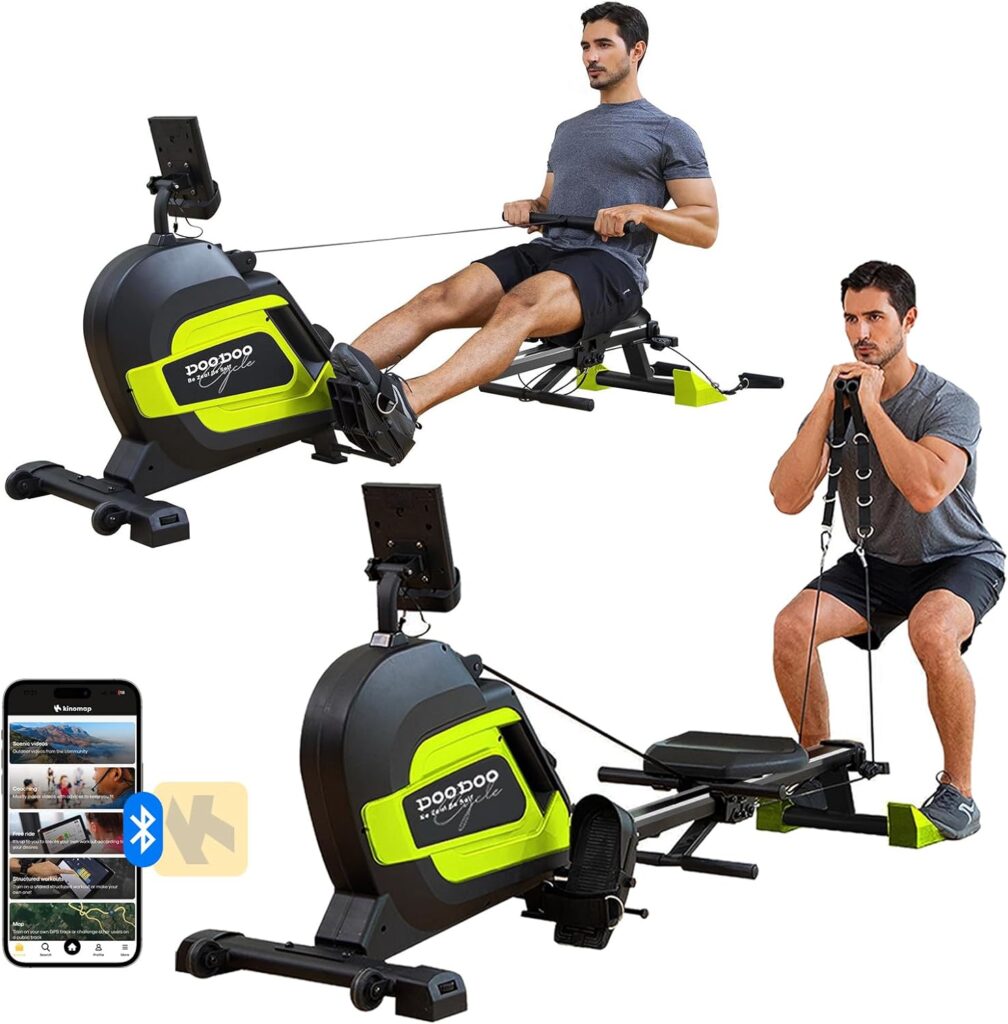 pooboo Rowing Machine, Max 350 LBS Magnetic Rower with ...