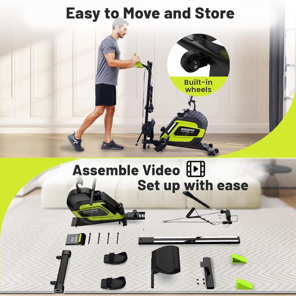 pooboo Rowing Machine, Max 350 LBS Magnetic Rower with ...