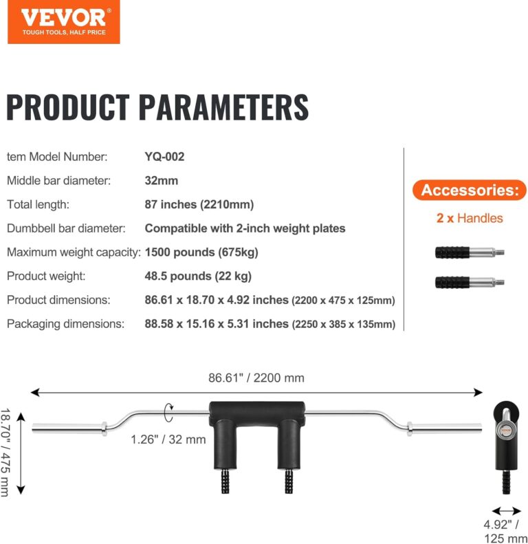 VEVOR Safety Squat Bar, 1,500 LBS Fitness Squat Olympic Bar...