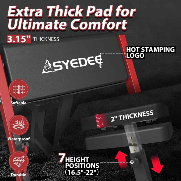 syedee Preacher Curl Bench, Seated Arm Isolated Barbell ...