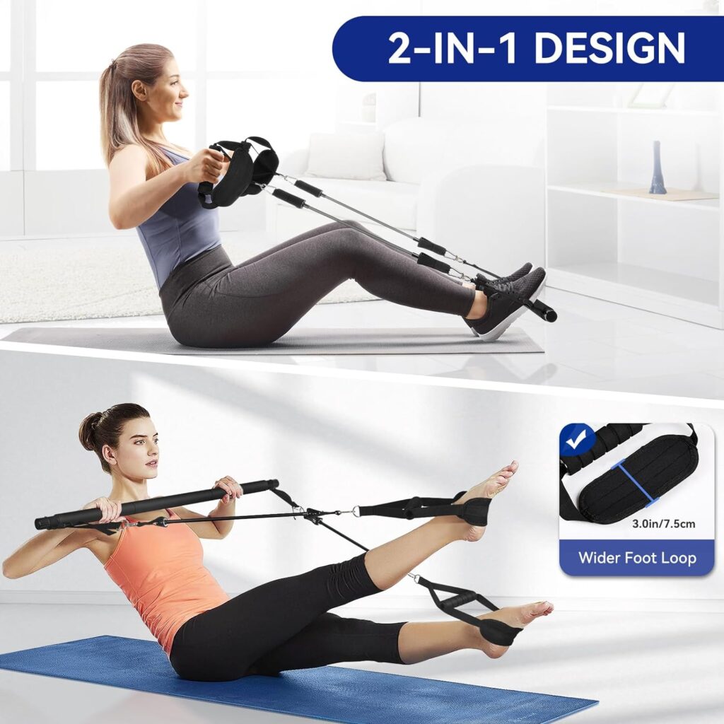 ALongSong Portable Pilates Bar Kit with Resistance Bands for...