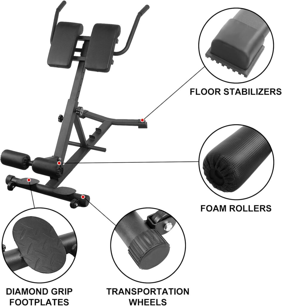 UNIAXIS Foldable Roman Chair Hyperextension Bench ab ...