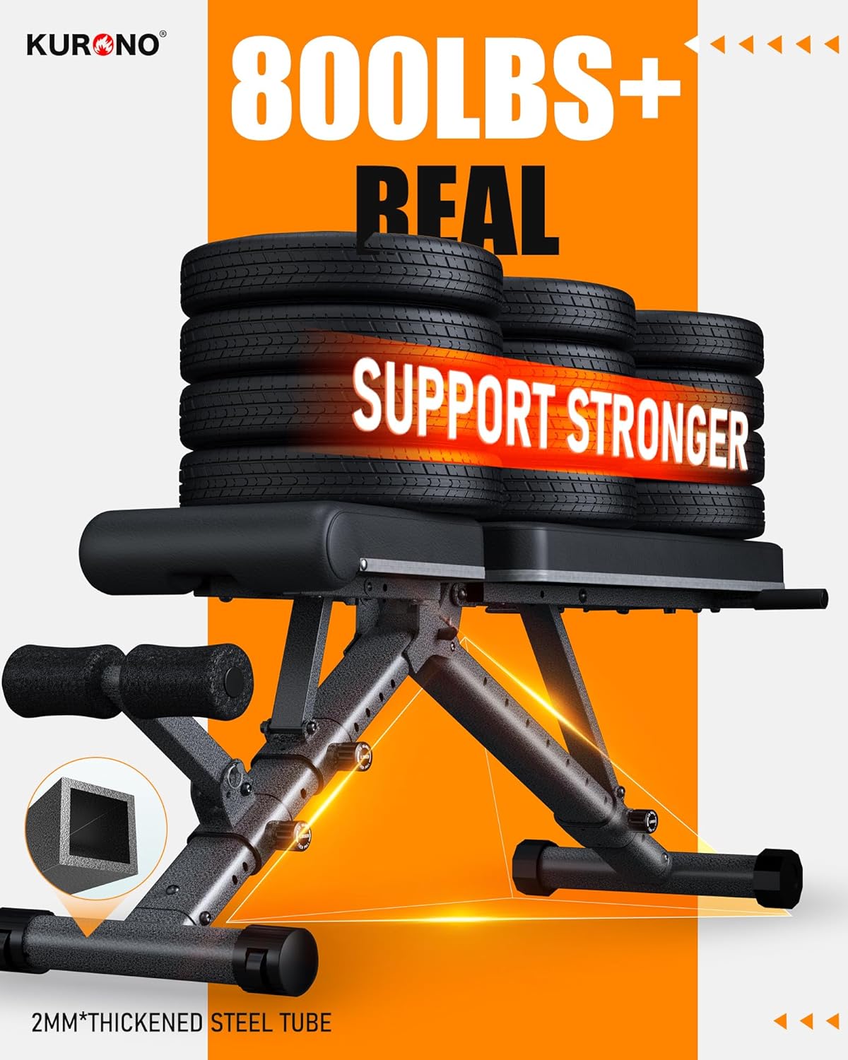 KURONO 90° Adjustable Weight Bench Workout Bench, 800 LB ...
