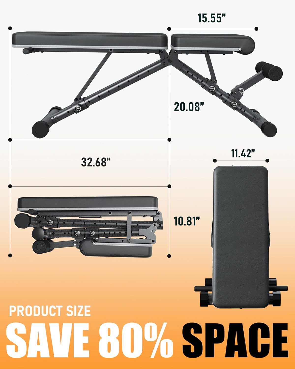 KURONO 90° Adjustable Weight Bench Workout Bench, 800 LB ...