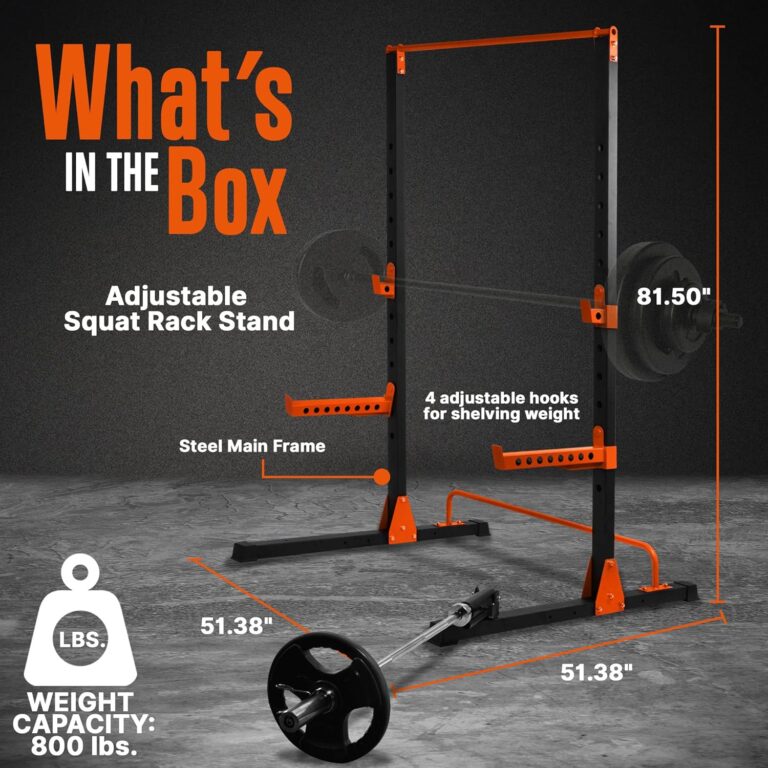 SQUATZ Adjustable Squat Rack Stand - Barbell Rack With Safe ...